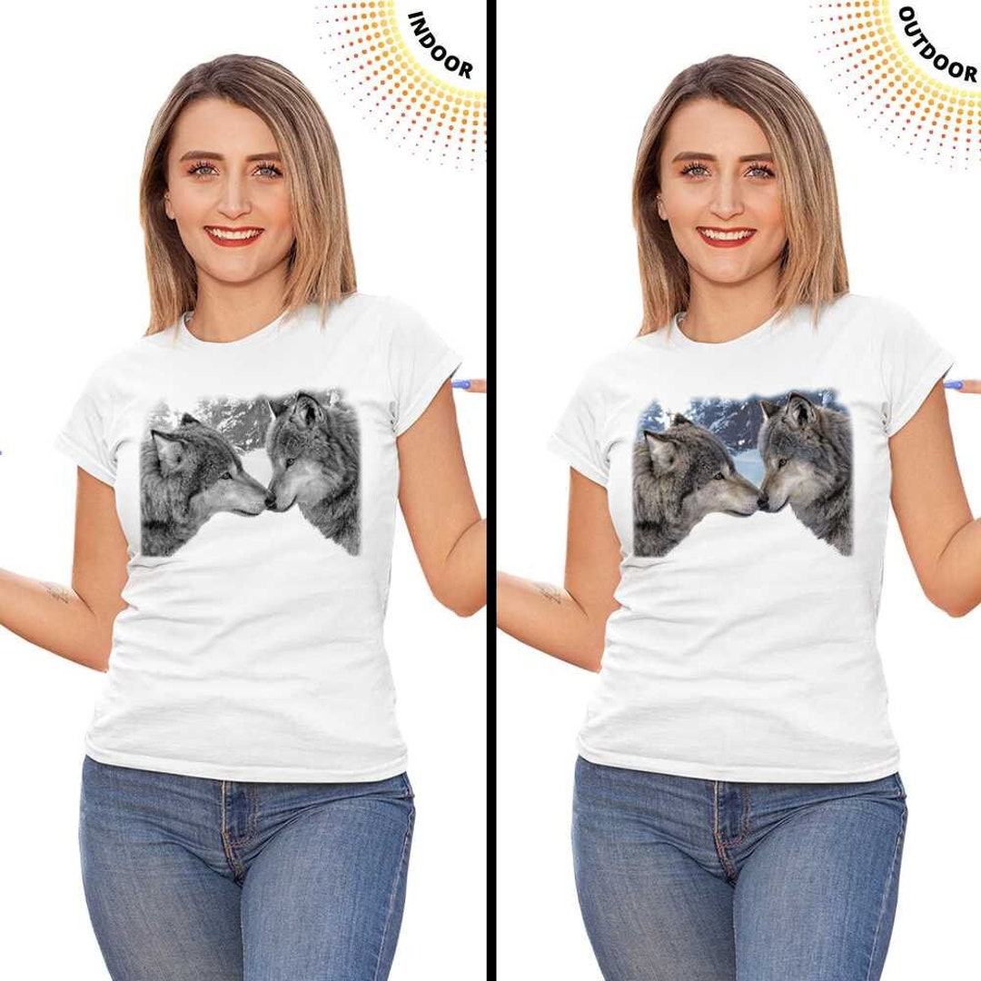 Color Changing T-shirt, Wolves Muzzle Nuzzle Solar Tee, Sunlight ...