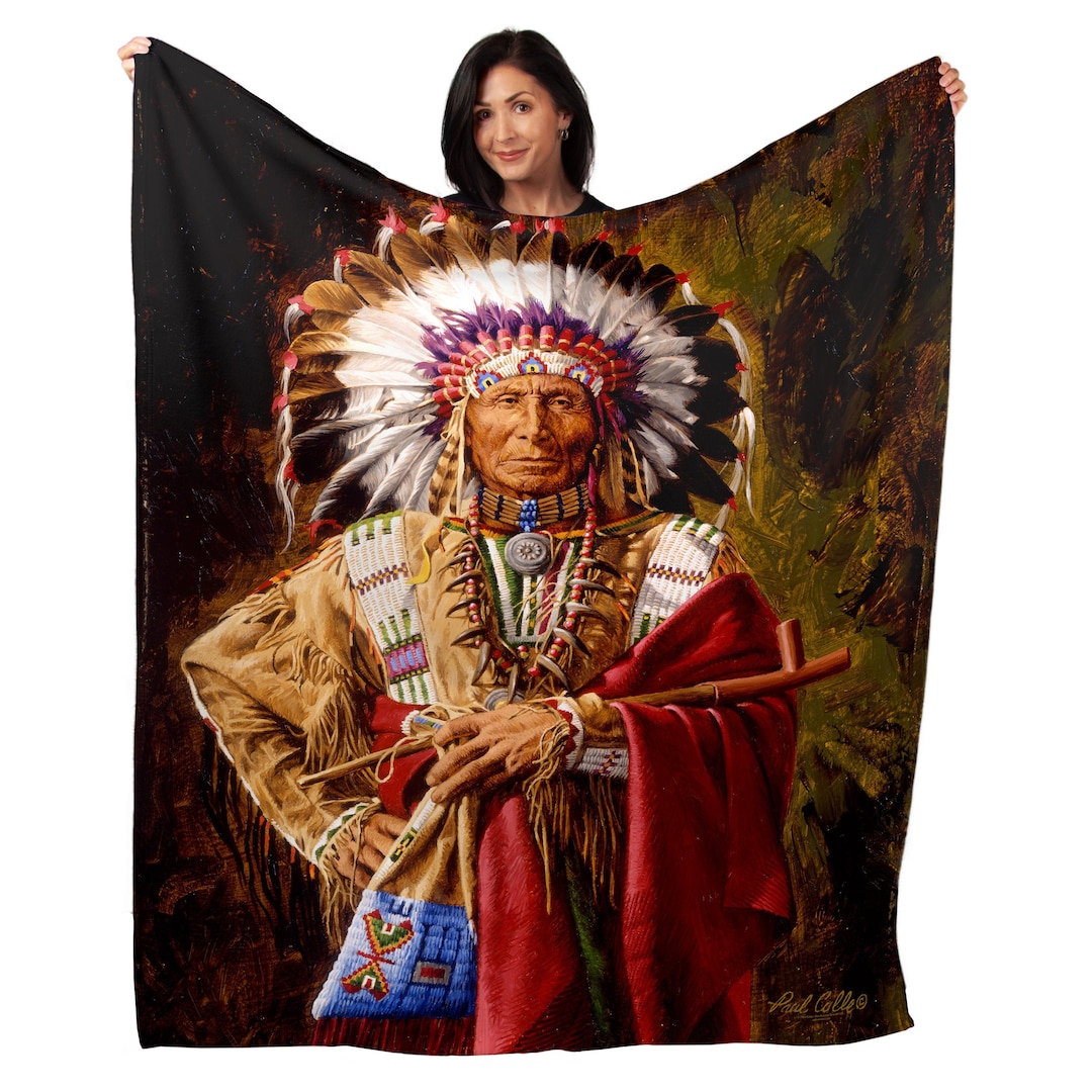 Indian Chief of the Rosebud Soft Plush 50" X 60" Minky Blanket, Throw ...