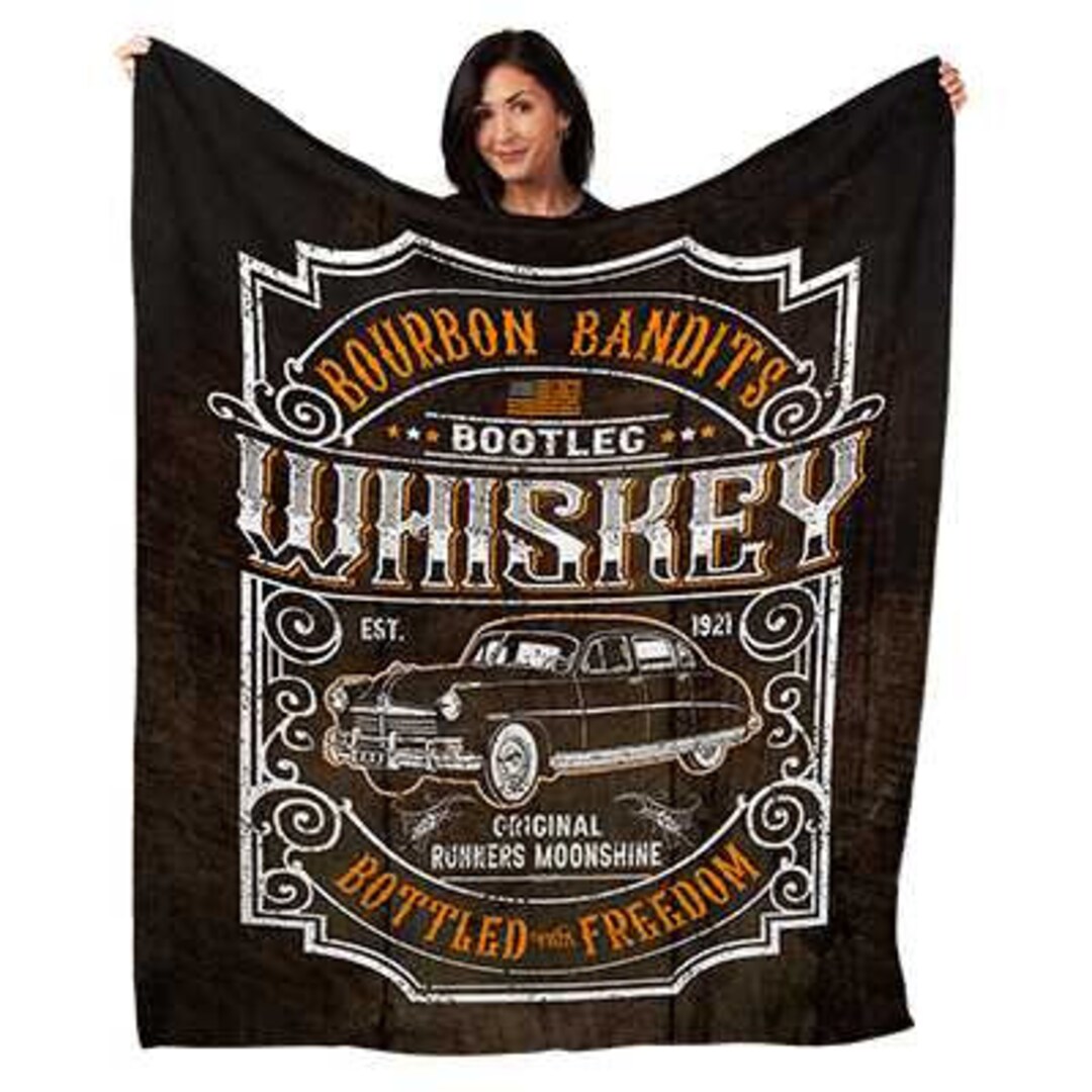 Bootleg Whiskey Soft Plush 50" X 60" Minky Blanket, Throw, Bourbon ...