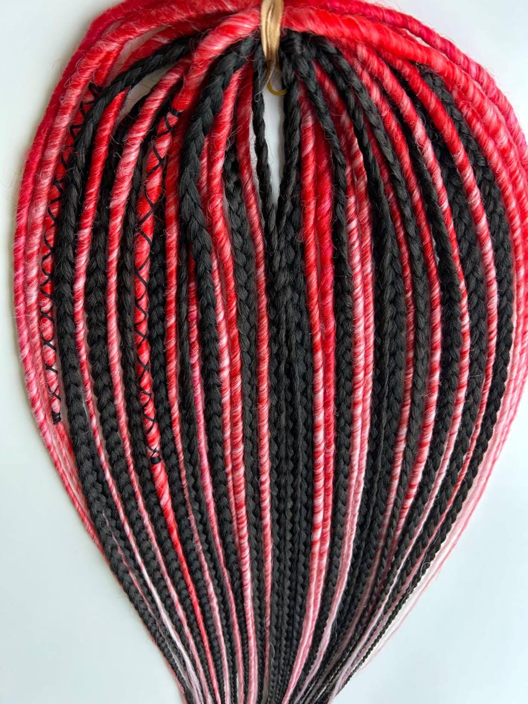 Red & Black Synthetic Dreadlock Extensions: DE SE Braids Full Set - Etsy