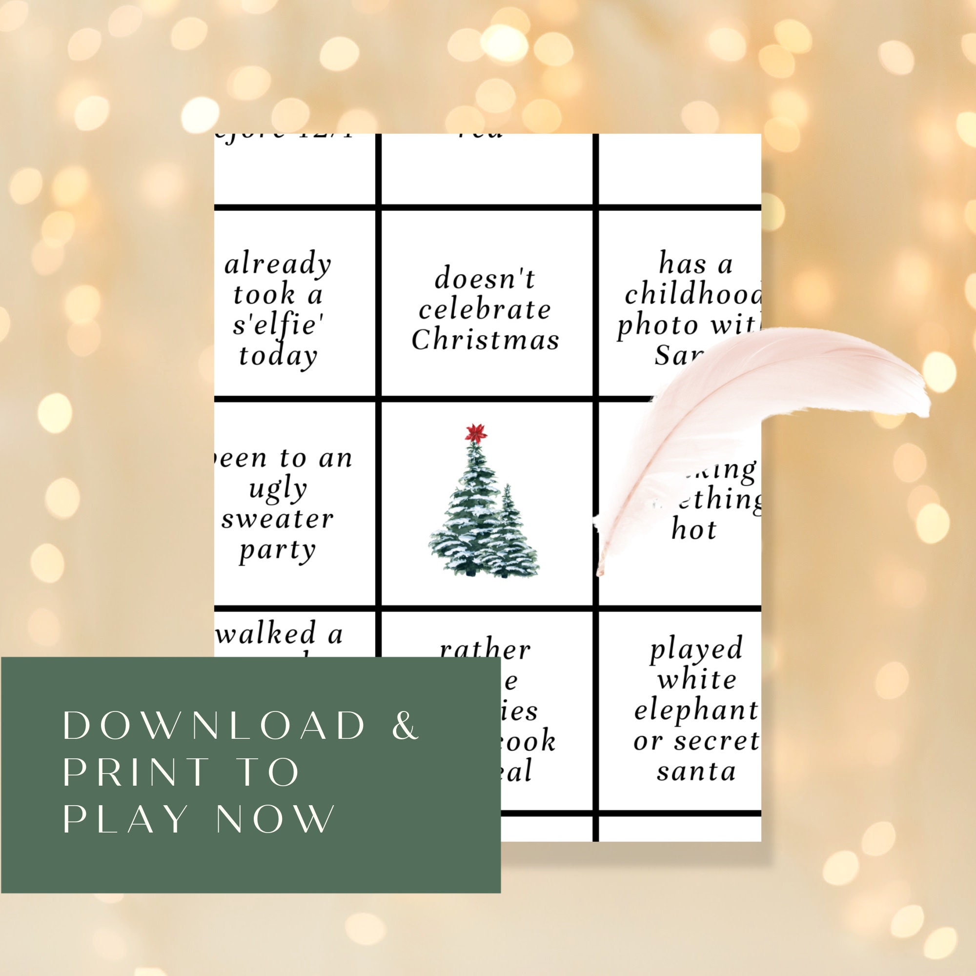 Printable Winter Bingo Game Card Download 8.5 X 11 Print Now Christmas ...