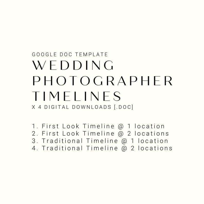 Wedding Timelines Template - for Photographers and Couples Planning a ...