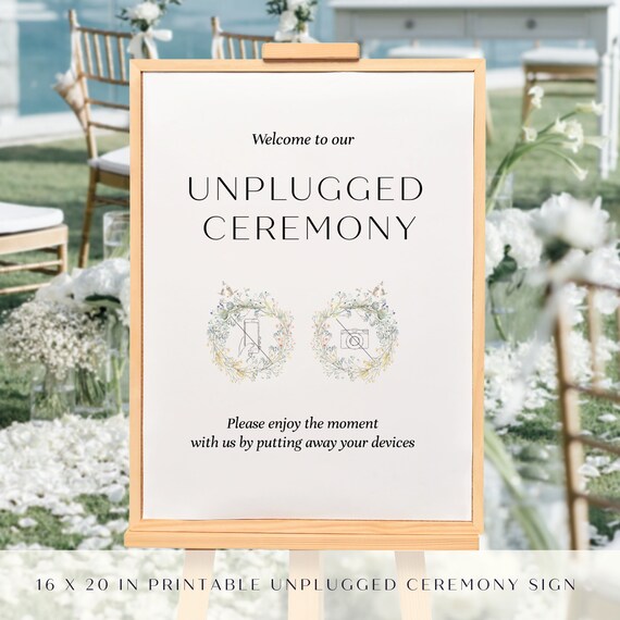 Unplugged Ceremony Sign Printable Download 16 X 20 Inch - Etsy