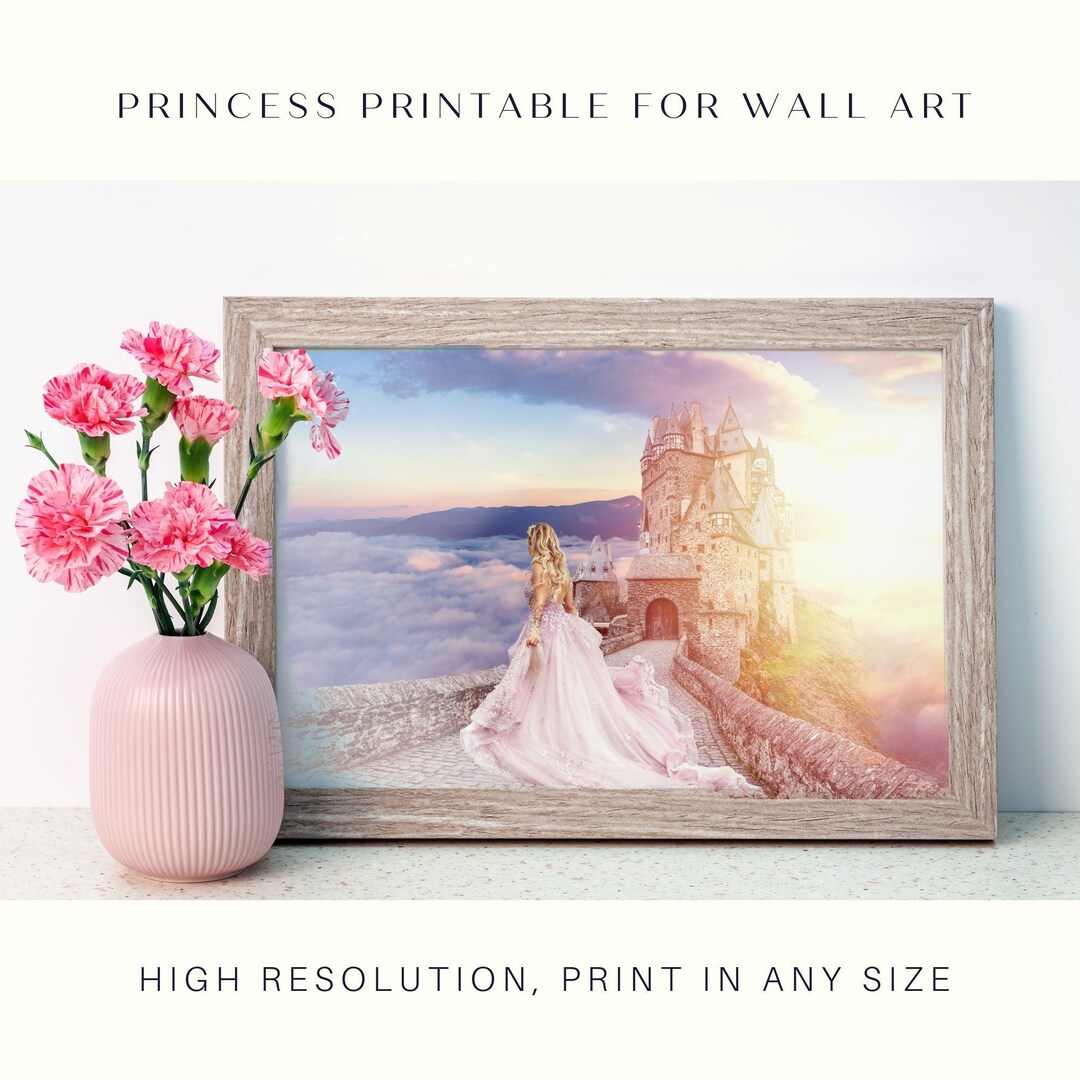 Princess DIGITAL Wall Art Printable for Girls Room Decor With Castle - Etsy