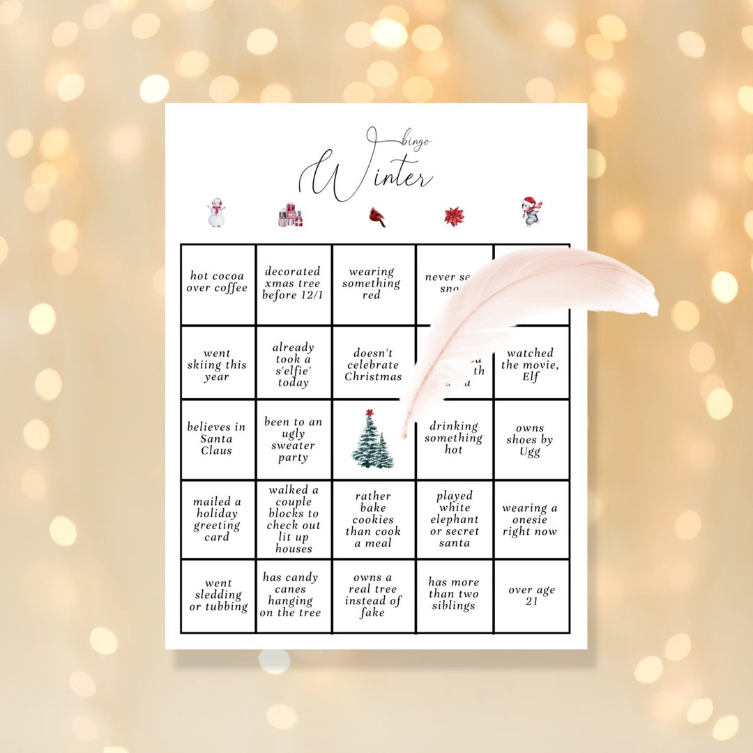 Printable Winter Bingo Game Card Download 8.5 X 11 Print Now Christmas ...