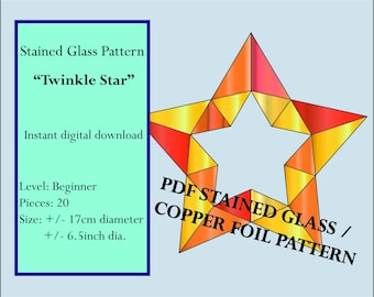 Six-point Star Stained Glass Pattern PDF - Etsy