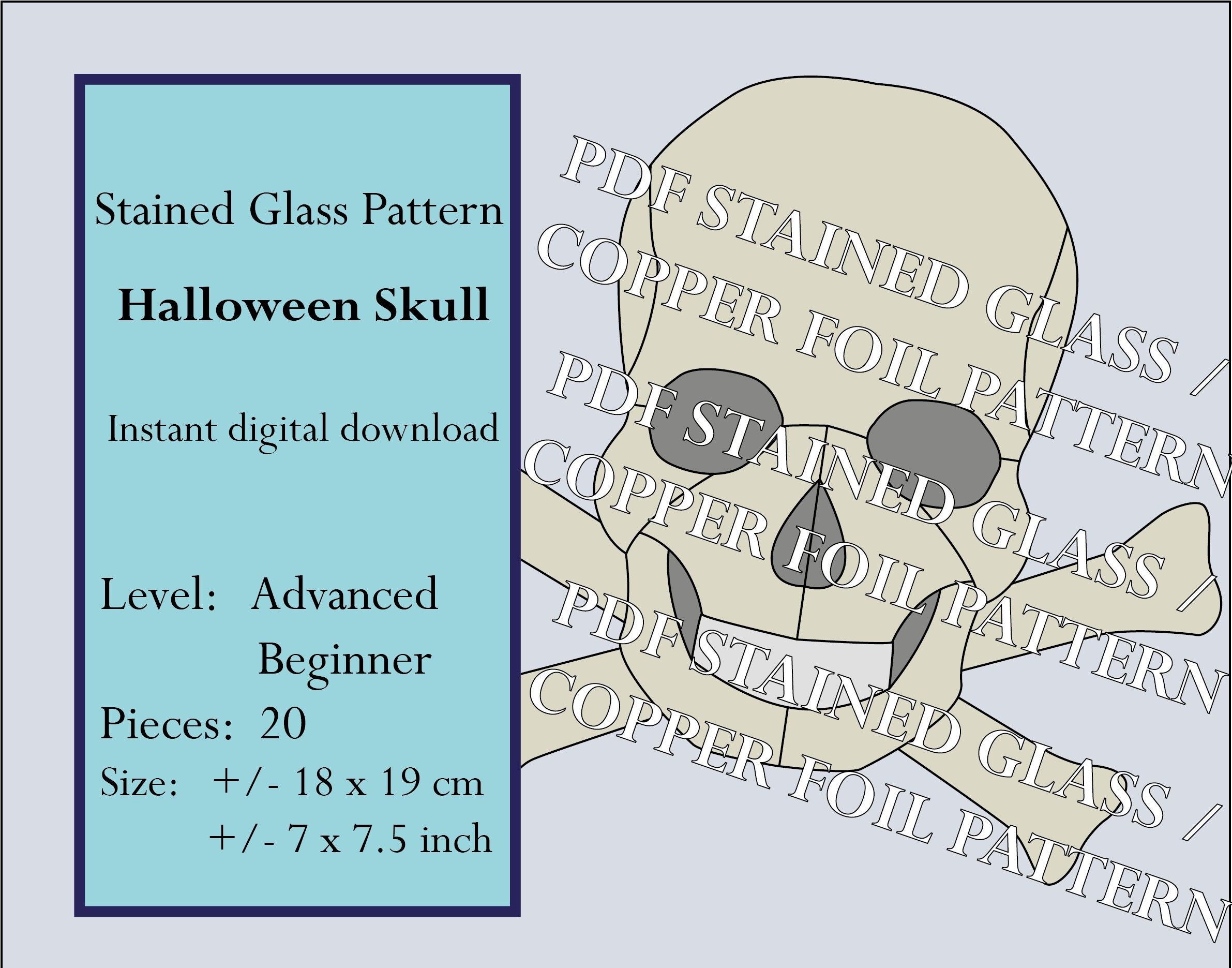 Stained Glass Pattern Skull Pattern halloween - Etsy Australia