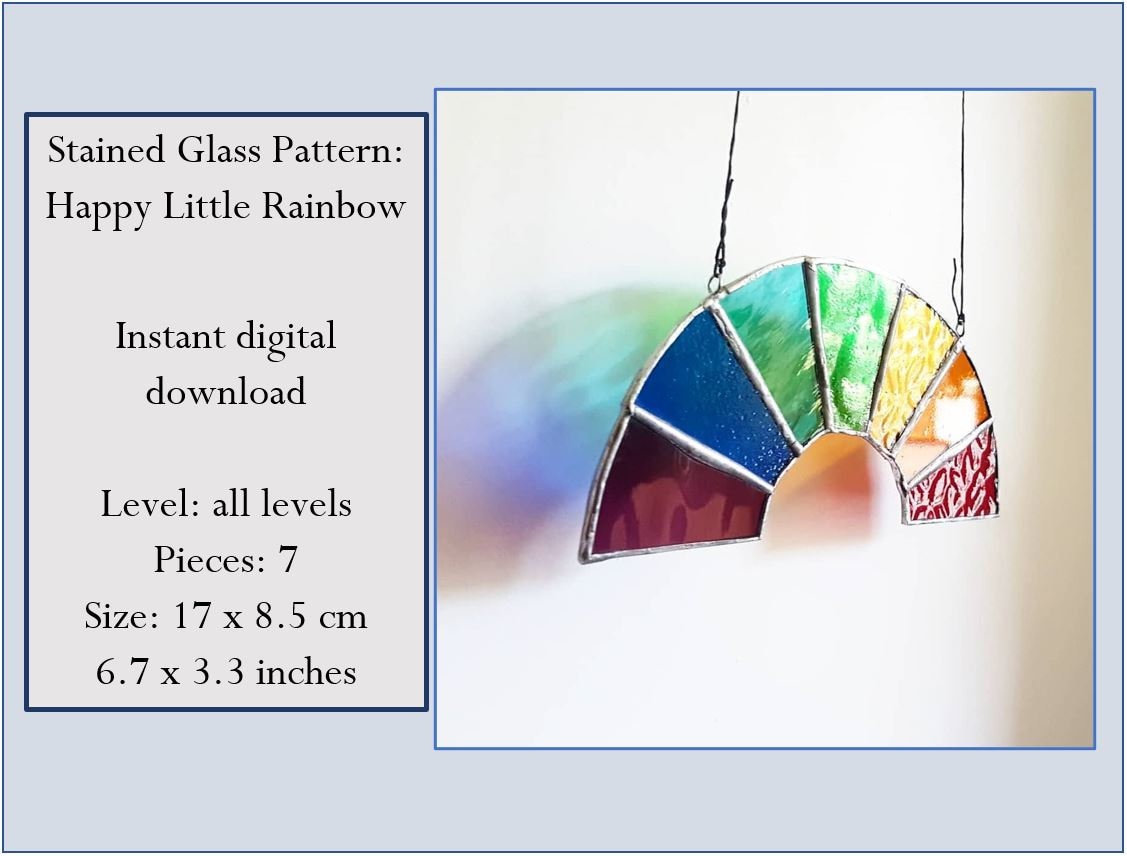 Rainbow Stained Glass Suncatcher Pattern window hanging | Etsy