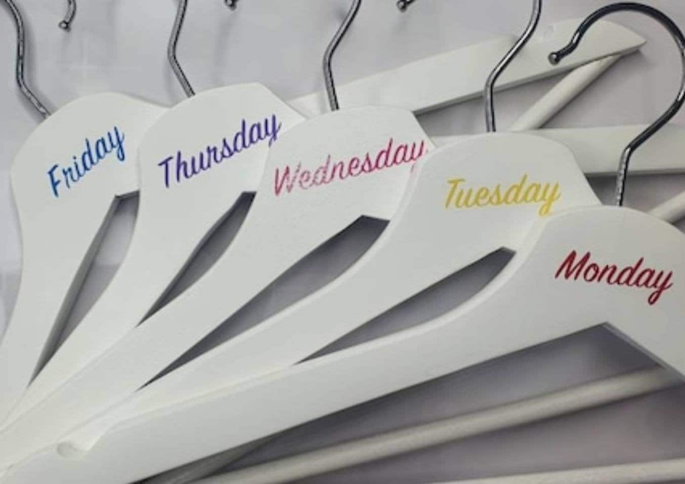 Days of the Week Hanger Stickers | Adult | Children | Monday to Friday ...