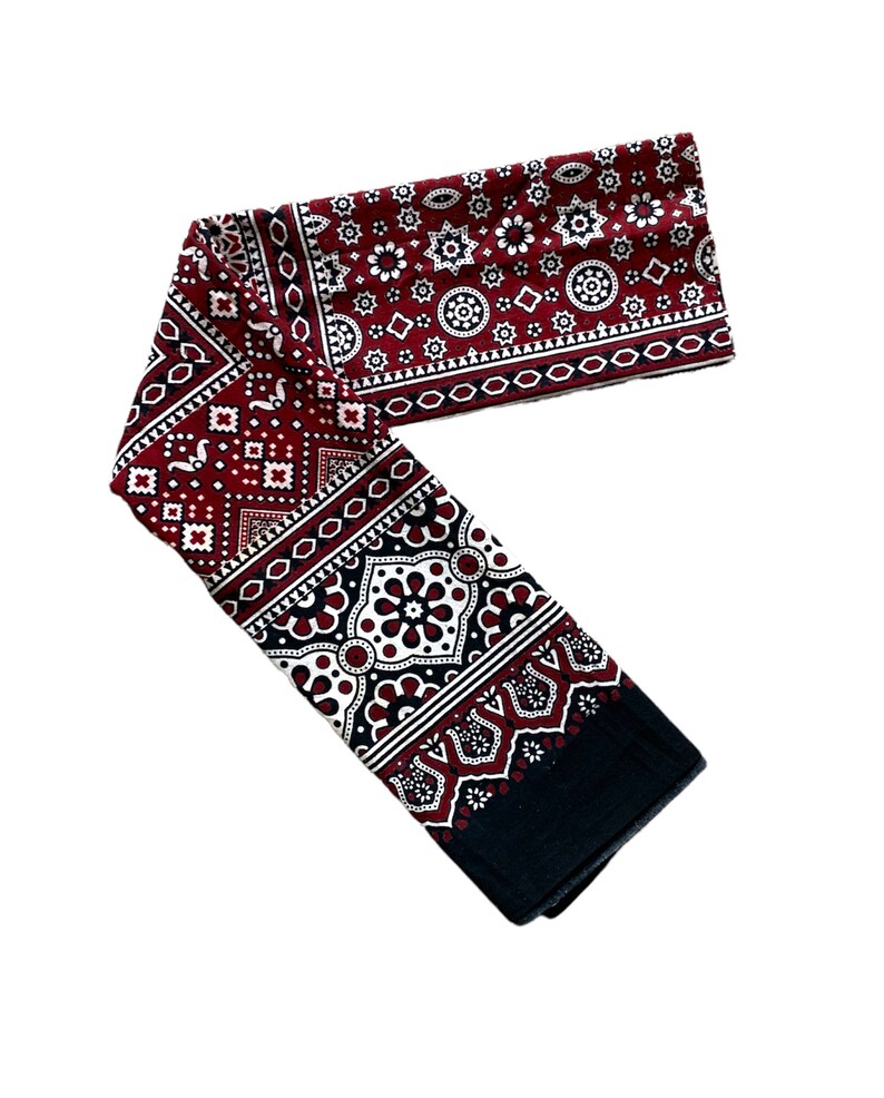Cotton Block-printed Pakistani Sindhi Ajrak Neck Wrap / Scarf / Shawl ...