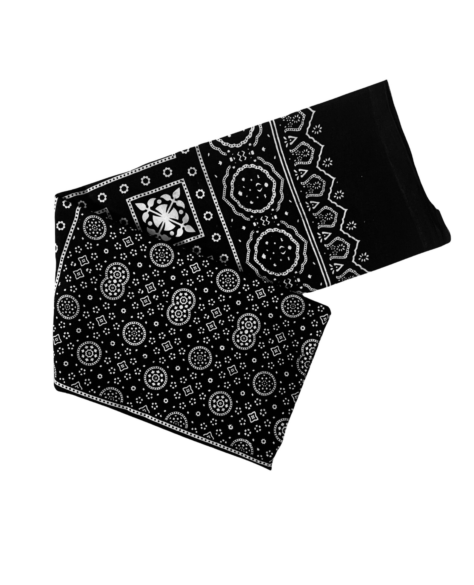 Cotton Block-printed Black Pakistani Sindhi Ajrak Neck Wrap / Scarf ...