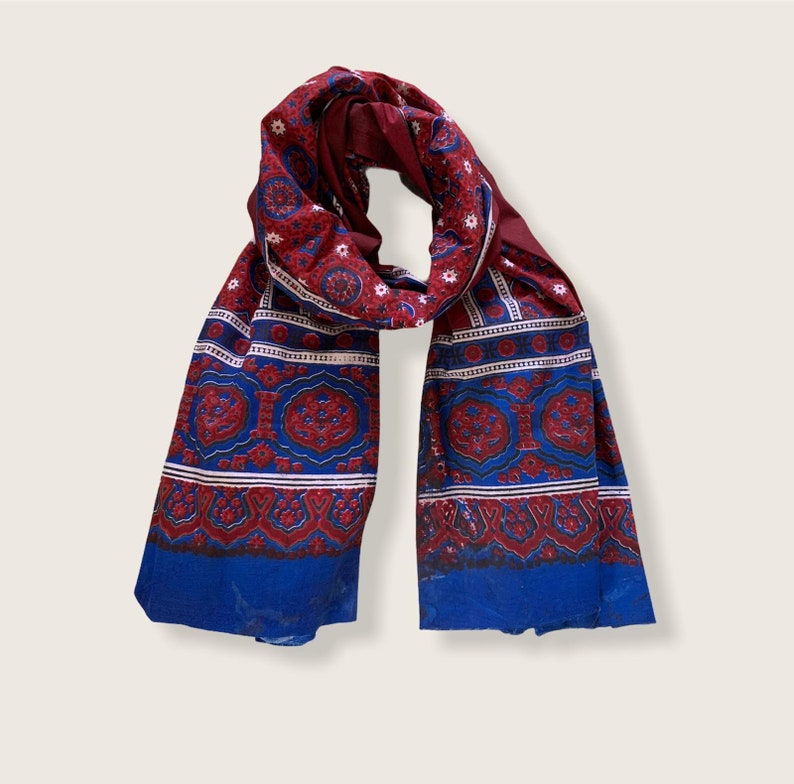 Cotton Block-printed Traditional Sindhi Ajrak Neck Wrap/scarf/shawl ...