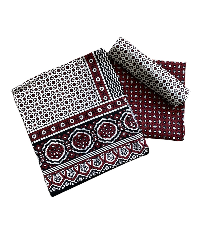 Pakistani Sindhi Ajrak Cotton 3 Piece Unstitched Suit With Cotton ...