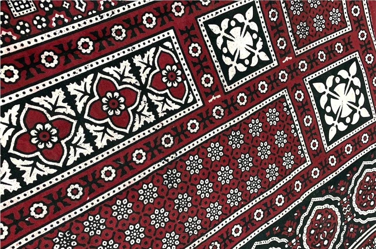 Block-printed Cotton Ajrak Scarf: Pakistani Sindhi Neck Wrap - Etsy