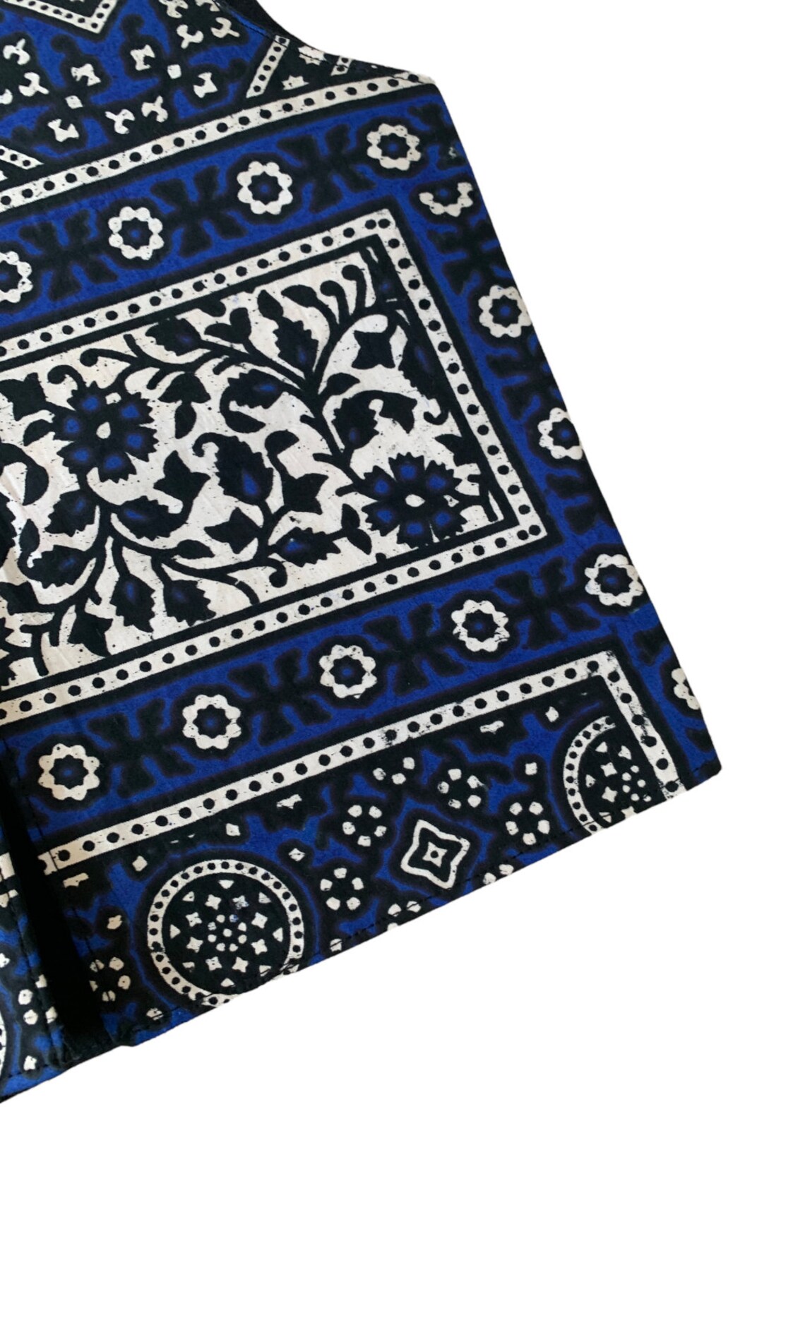 Cotton Blue Pakistani Sindhi Ajrak Block-printed Waistcoat Size Xxs ...