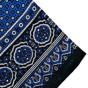Cotton Block-printed Blue Sindhi Ajrak Neck Wrap/scarf/shawl Unisex ...