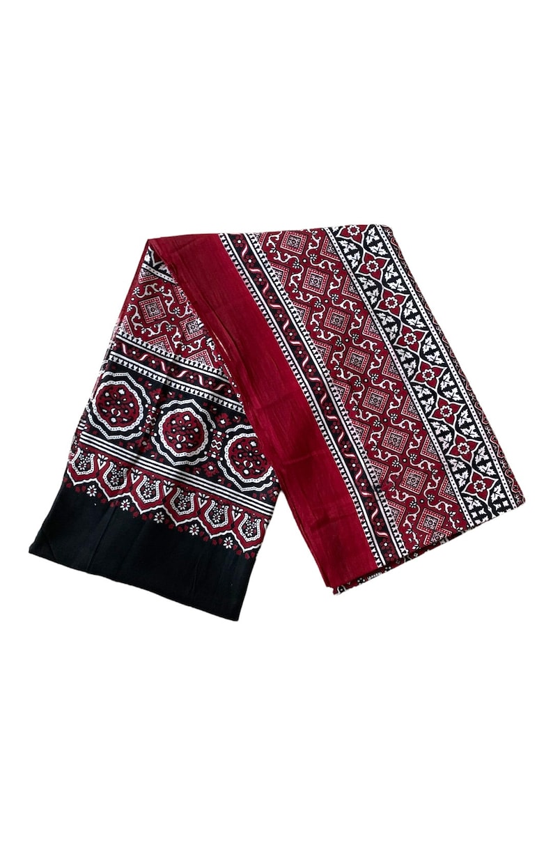 Block-printed Cotton Ajrak Scarf: Pakistani Sindhi Neck Wrap - Etsy
