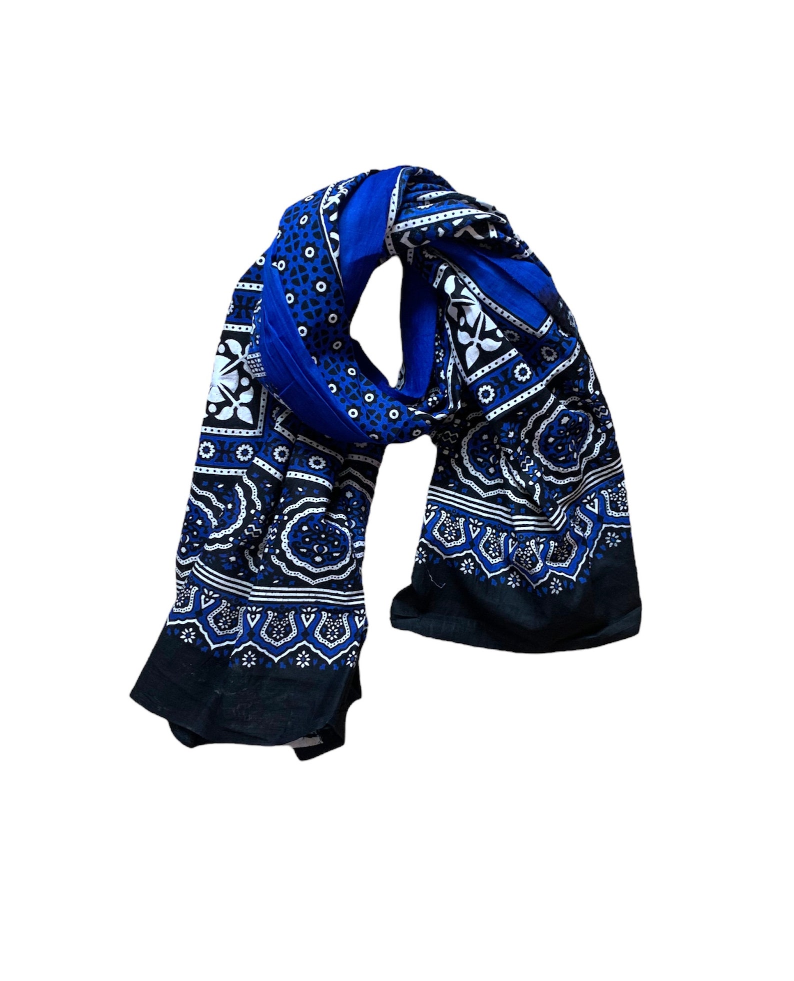 Cotton Block-printed Blue Sindhi Ajrak Neck Wrap/scarf/shawl Unisex ...
