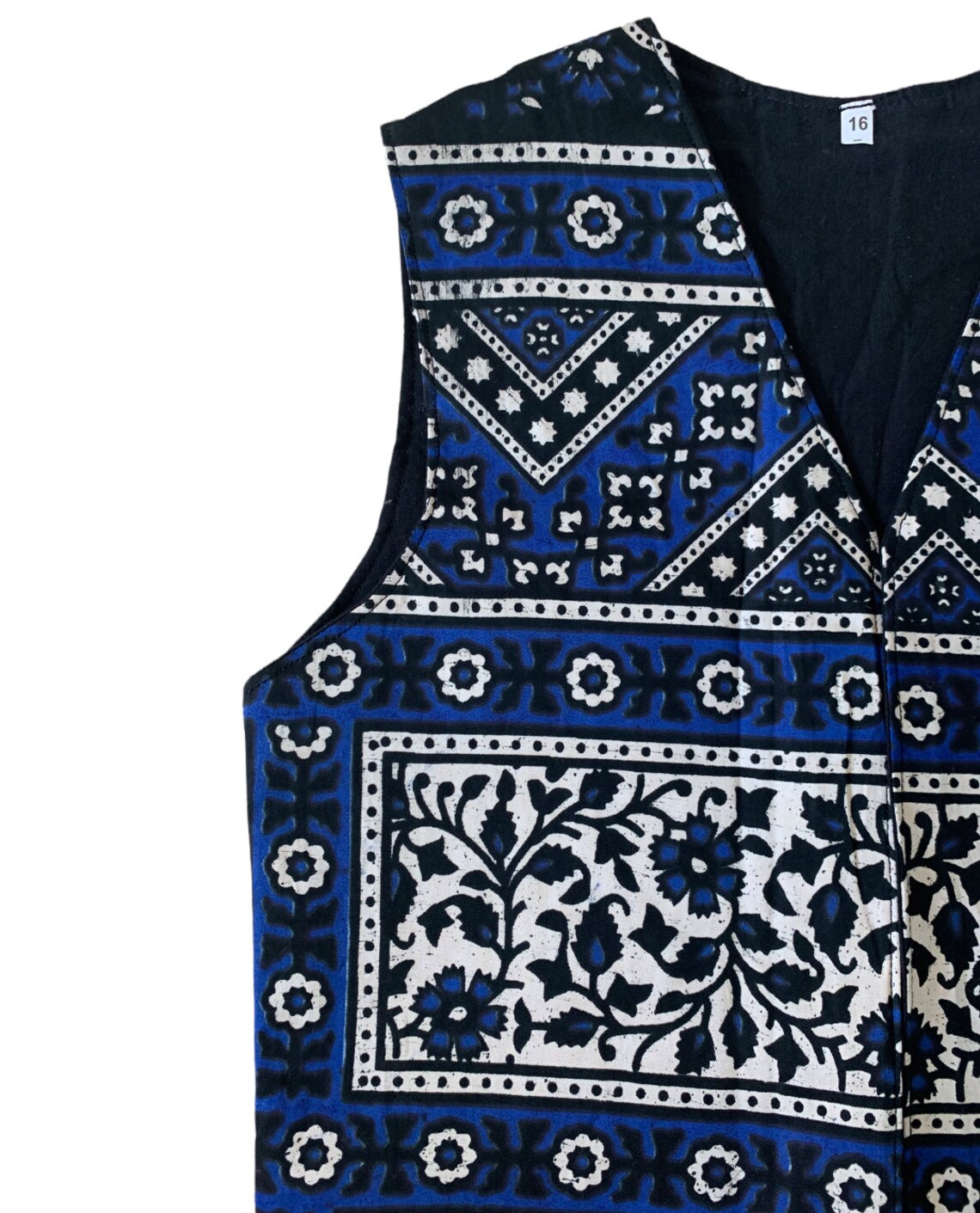 Cotton Blue Pakistani Sindhi Ajrak Block-printed Waistcoat Size Xxs ...
