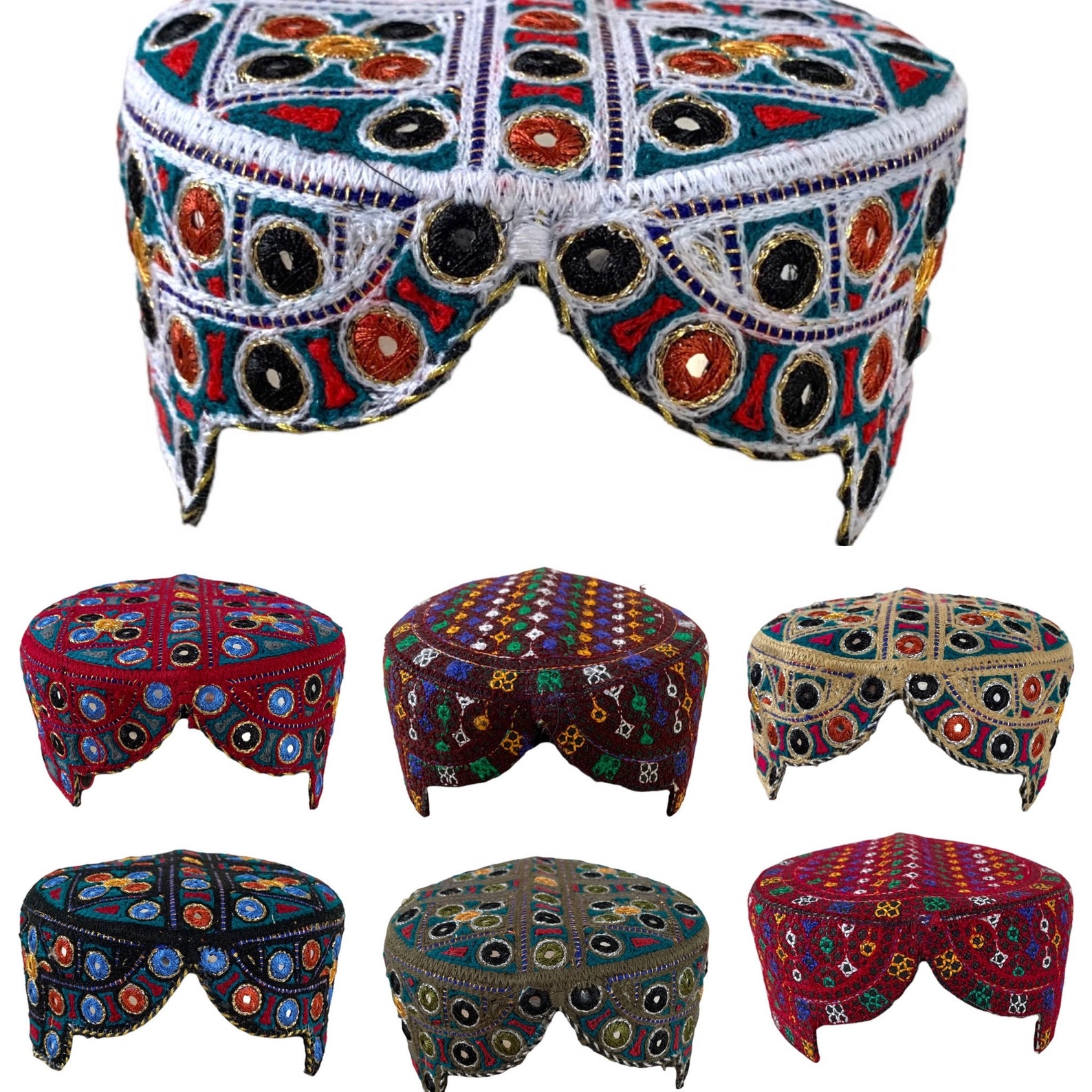 Handmade Pakistani Sindhi Topi / Cap / Hat With Mirrors Men's ...