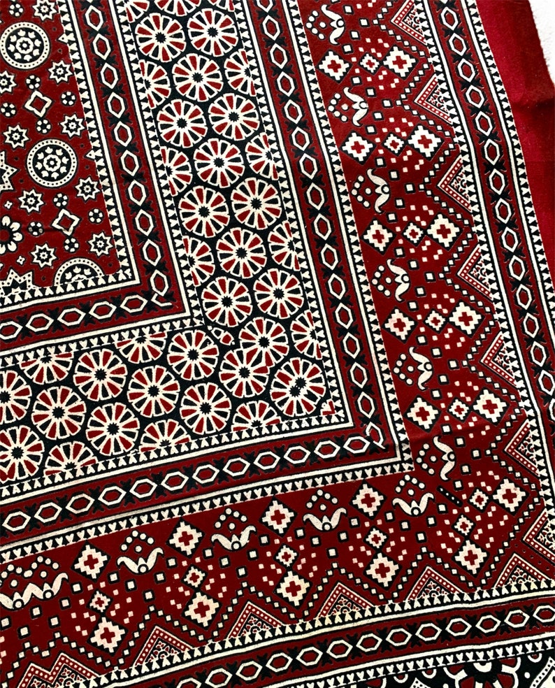 Cotton Block-printed Pakistani Sindhi Ajrak Neck Wrap / Scarf / Shawl ...