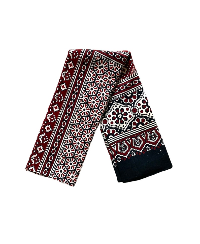 Cotton Block-printed Pakistani Sindhi Ajrak Neck Wrap / Scarf / Shawl ...