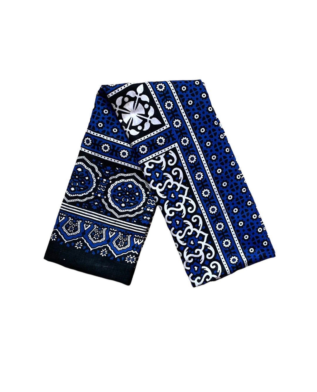 Cotton Block-printed Blue Sindhi Ajrak Neck Wrap/scarf/shawl Unisex ...