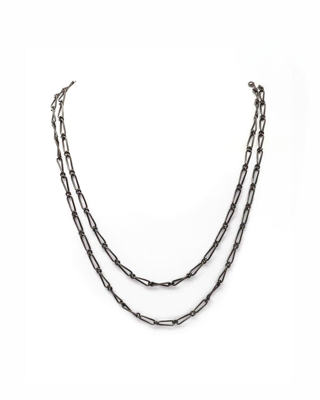 Victorian Long Steel chain, Long Double Chain With Figaro Links ...