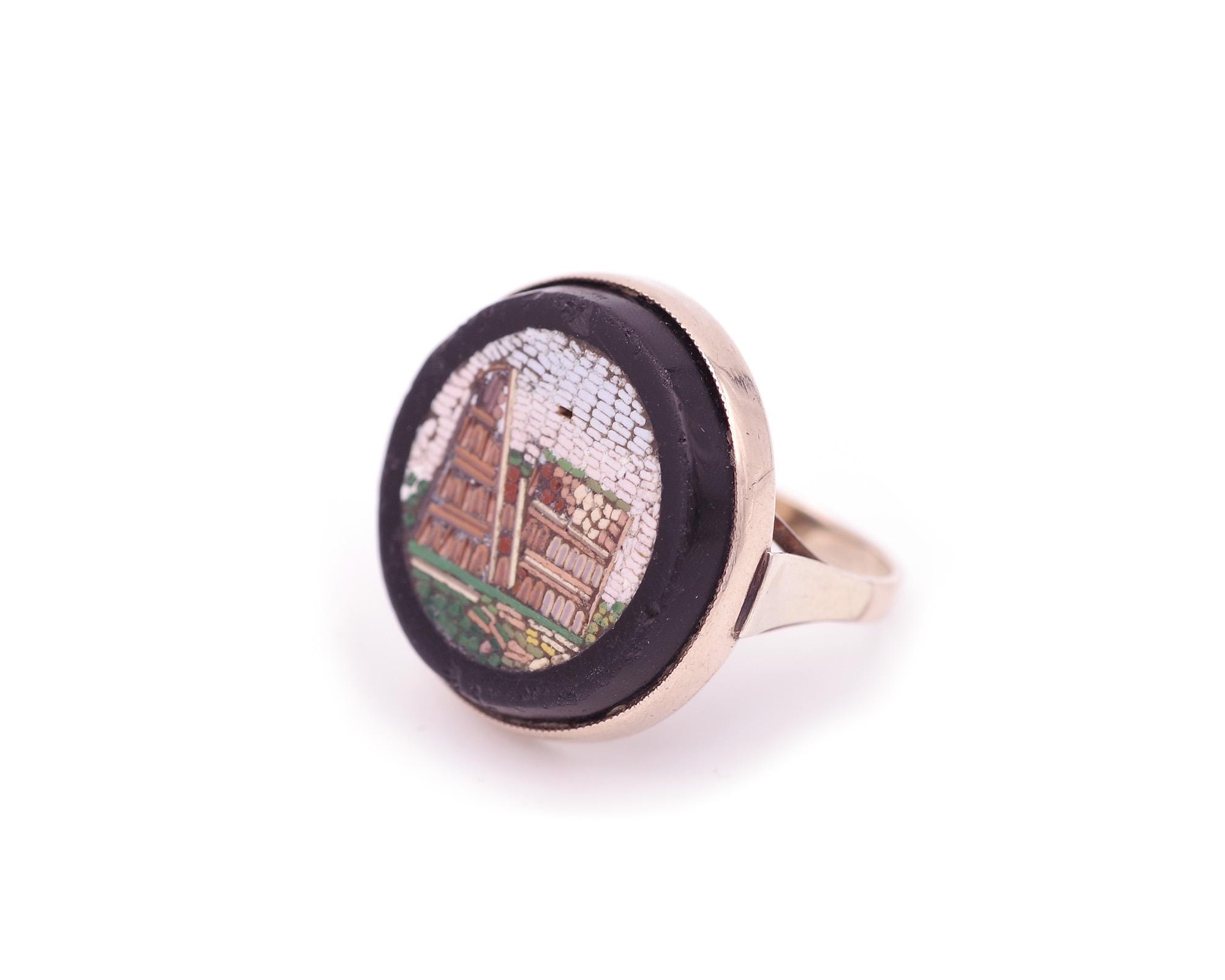 Grand Tour Micro-mosaic Ring in 9k Gold, Antique Colosseum Ring, Grand ...
