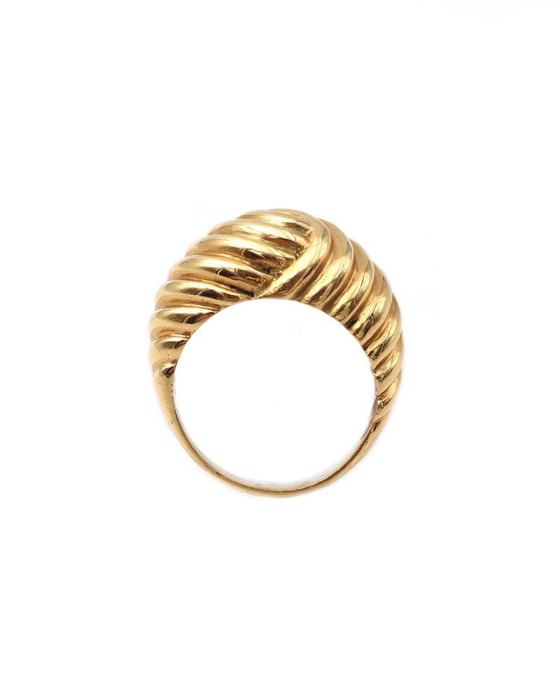French Dome Croissant Ring in Solid 18k Gold, Gadroon Ring, 1980's ...