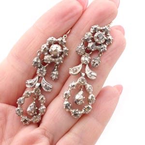 Victorian Provençal Diamond Drop Earrings in 18 Karat Gold and Silver ...