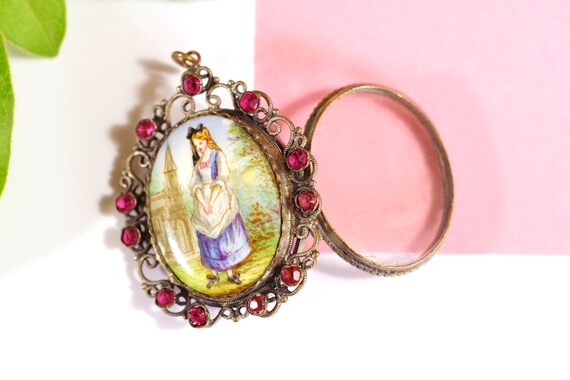 Victorian French Locket Pendant in Silver Plated Enamelled - Etsy