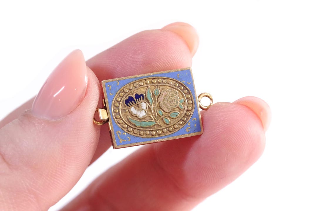Normandy Flowers Enamel Clasp in 18k Gold, French Enamel Clasp ...