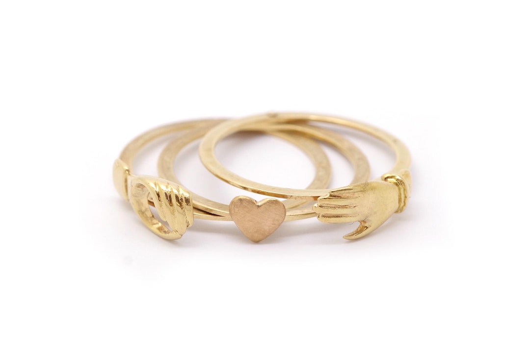 French Faith or Fede Ring in 18 Karat Gold, Sentimental Ring, Heart ...