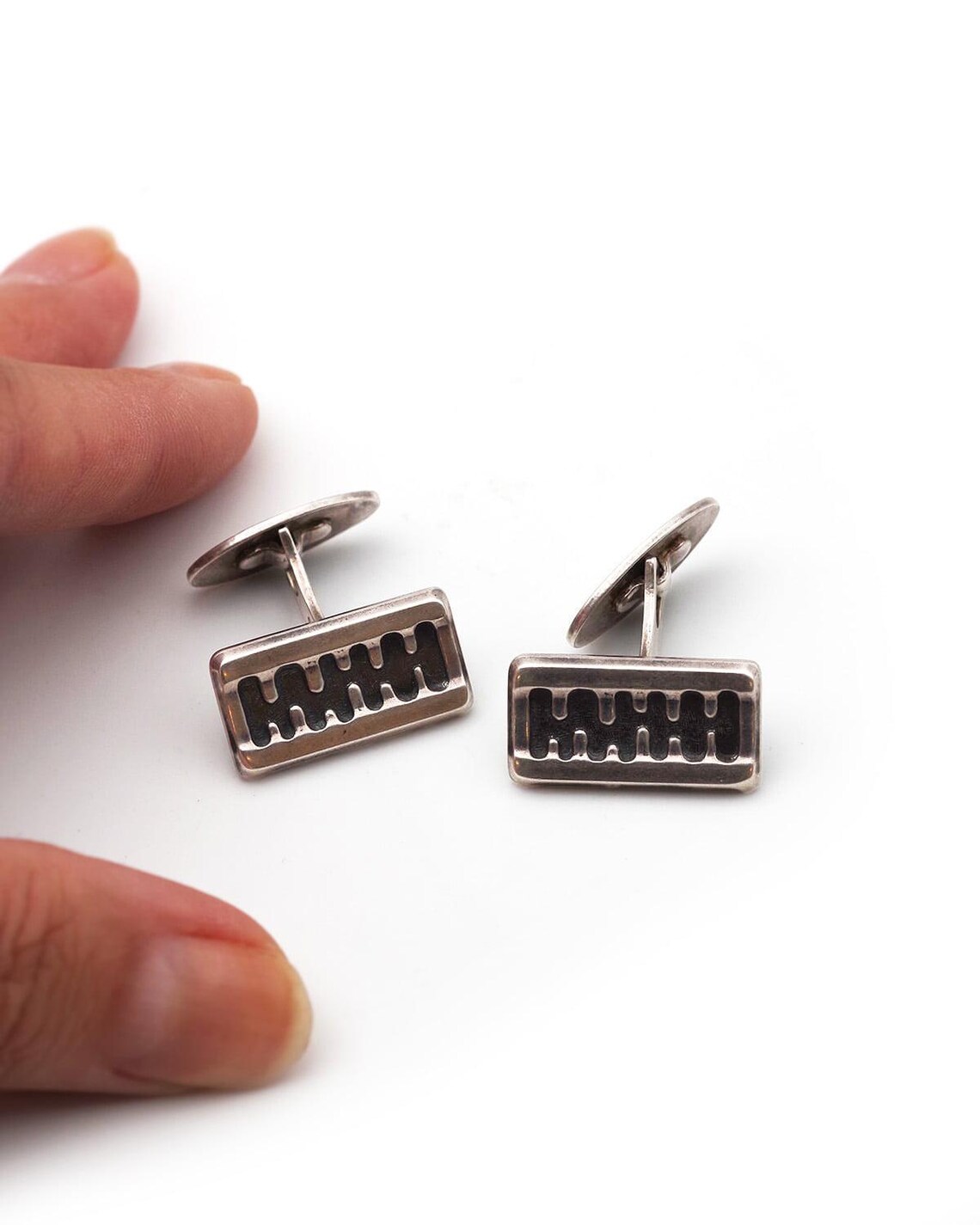 Modern Silver Cufflinks for Men, Jewel for Men, Pre-owned Cufflinks ...