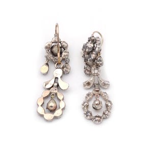 Victorian Provençal Diamond Drop Earrings in 18 Karat Gold and Silver ...