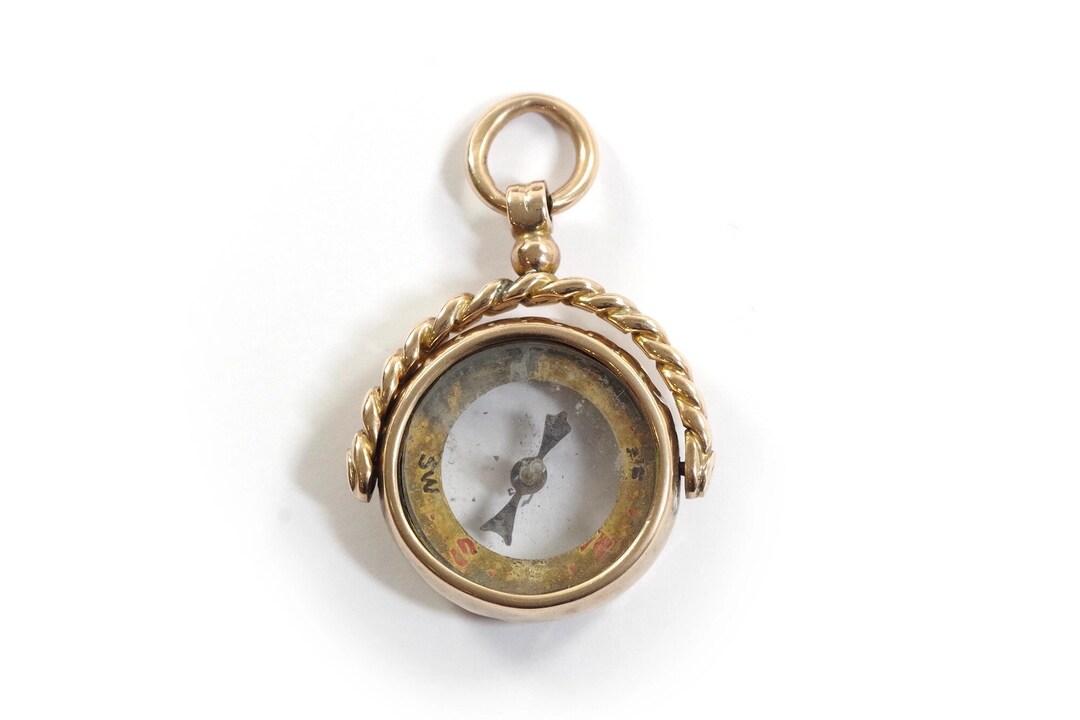Victorian Compass Pendant in 9 Karat Gold, Antique Gold Compass ...