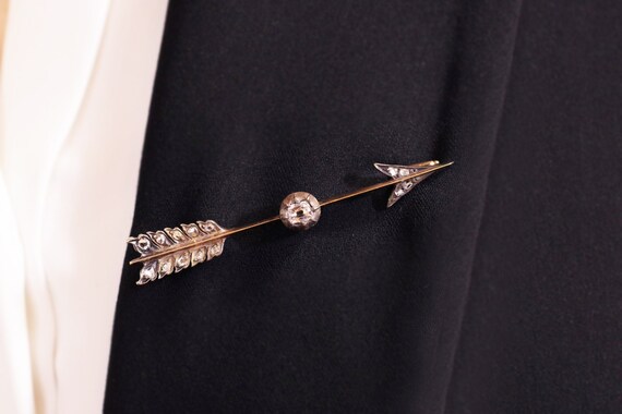 Victorian arrow diamonds brooch in rose gold 14 karat… - Gem