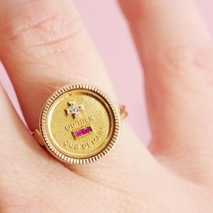 Mid Century Augis Ring in 18k Gold, Augis Love Medal, Vintage Ring ...