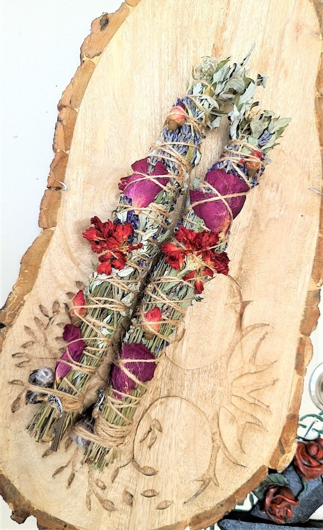 Mugwort Smudge Stick With Yarrow, Lavender, Sage and Rosemary. Floral ...