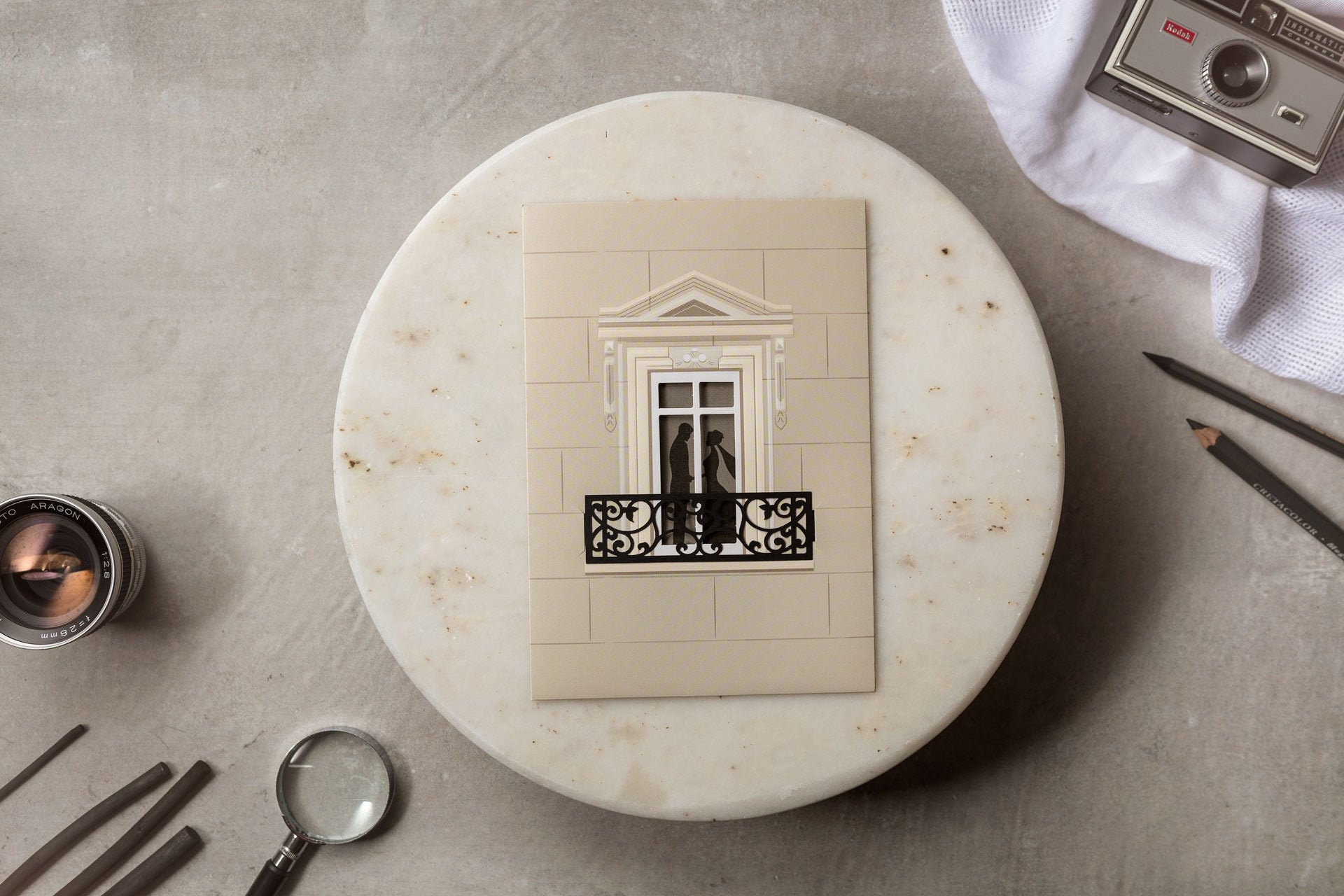 Bride and Groom Wedding Invitation, at the Window Couple Romantic ...