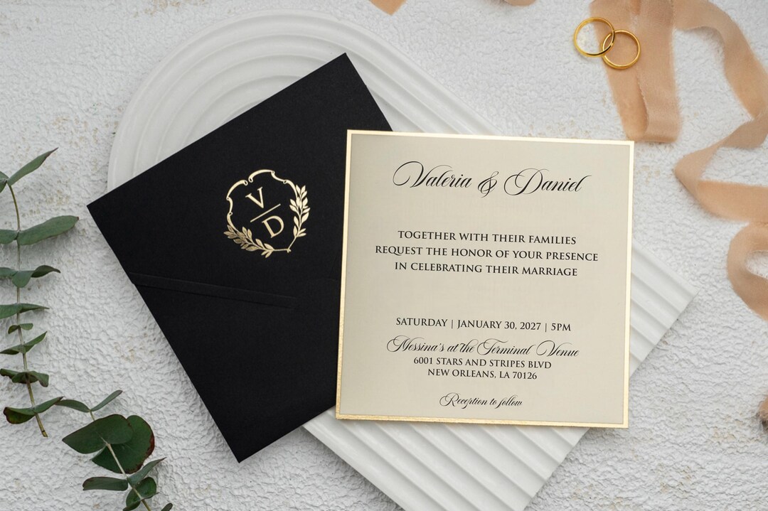 Elegant Wedding Invitation Set, Custom Printed Wedding Invitation Suite ...