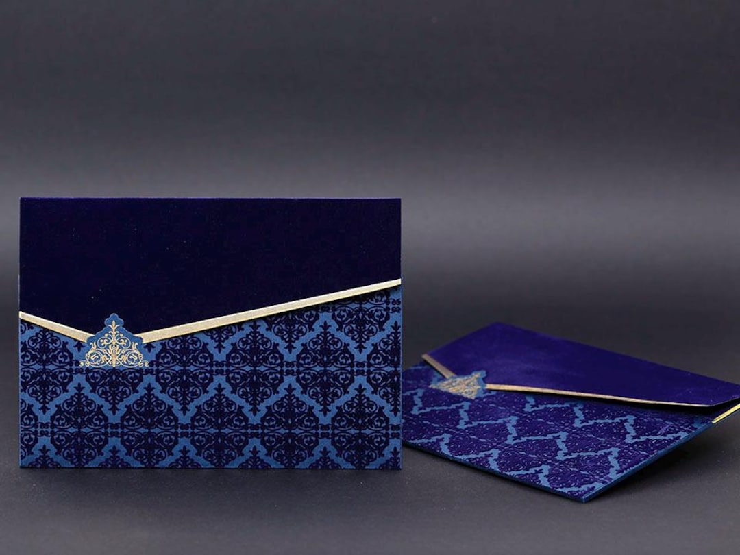 Navy Blue Velvet Wedding Invitation, Big, Elegant, Thick, Most ...