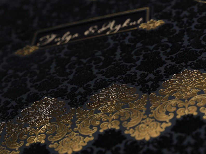 Black and Gold Velvet Wedding Invitation, Big, Elegant, Thick, Most ...