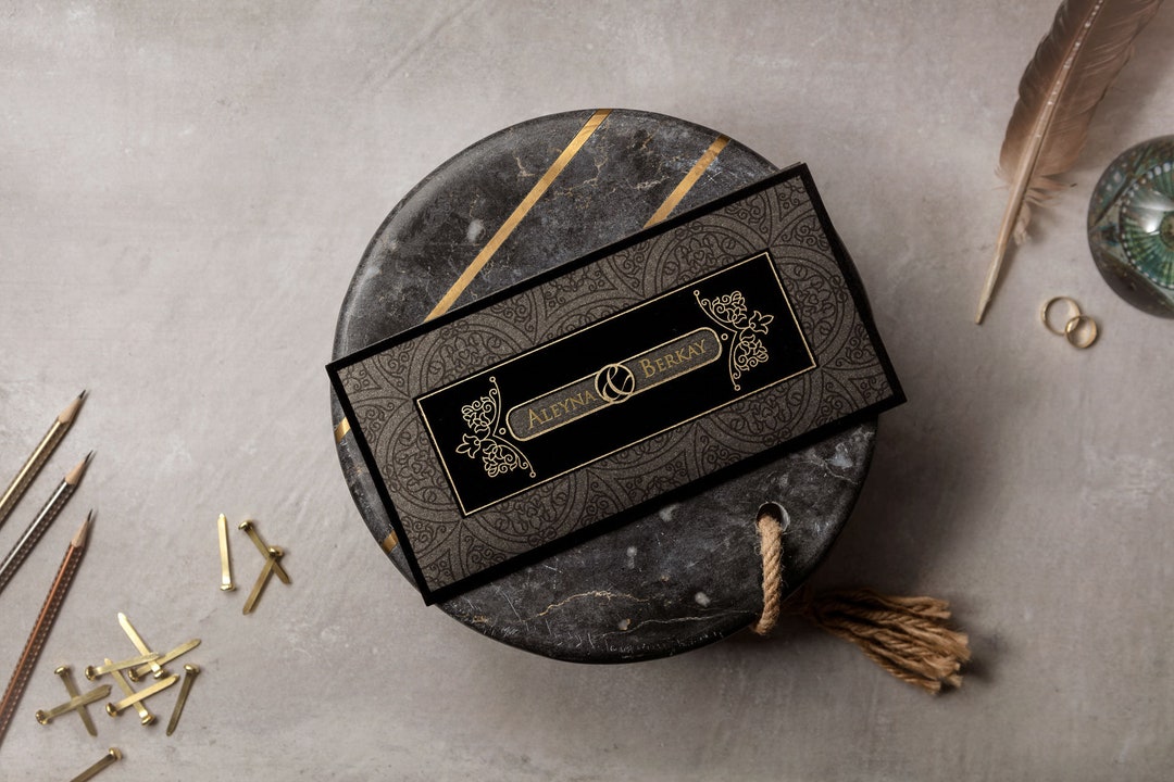 Black Velvet Wedding Invitation, Dark Grey and Black Luxury Wedding ...