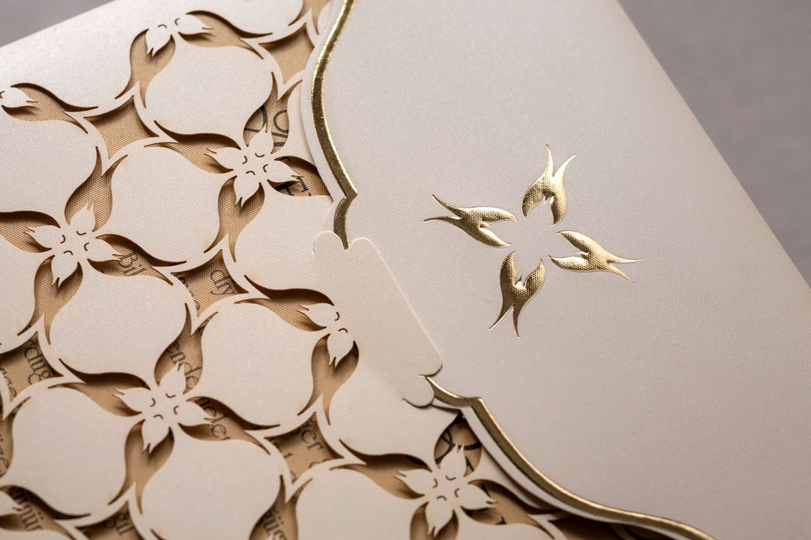 Custom Laser Cut Wedding Invitation, Stylish and Elegant Wedding Card ...