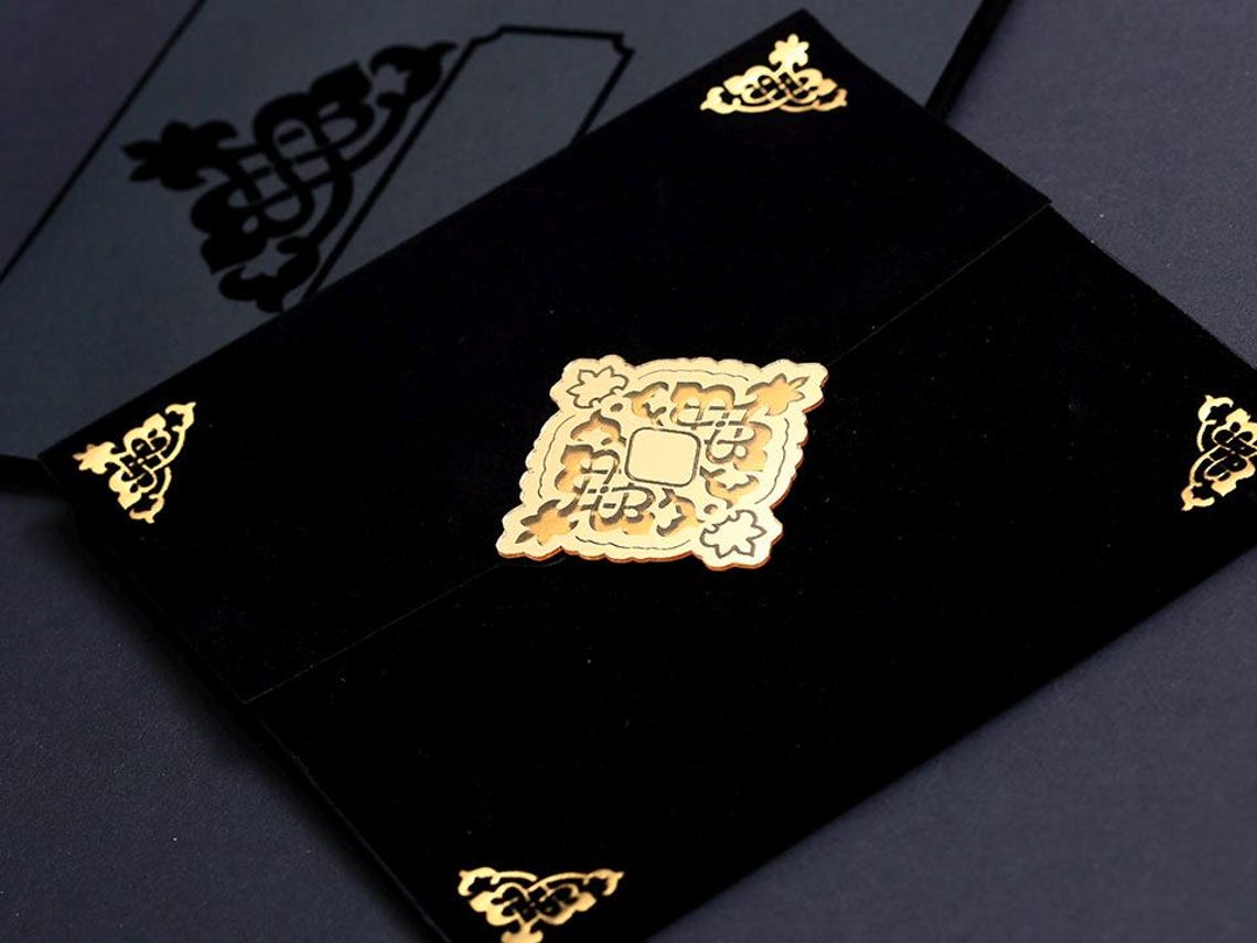 Black and Gold Velvet Wedding Invitation, Square, Elegant, Thick, Most ...