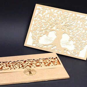 Laser Cut Tree Wedding Invitation, Tree of Life Shaped Pocket, Thick ...