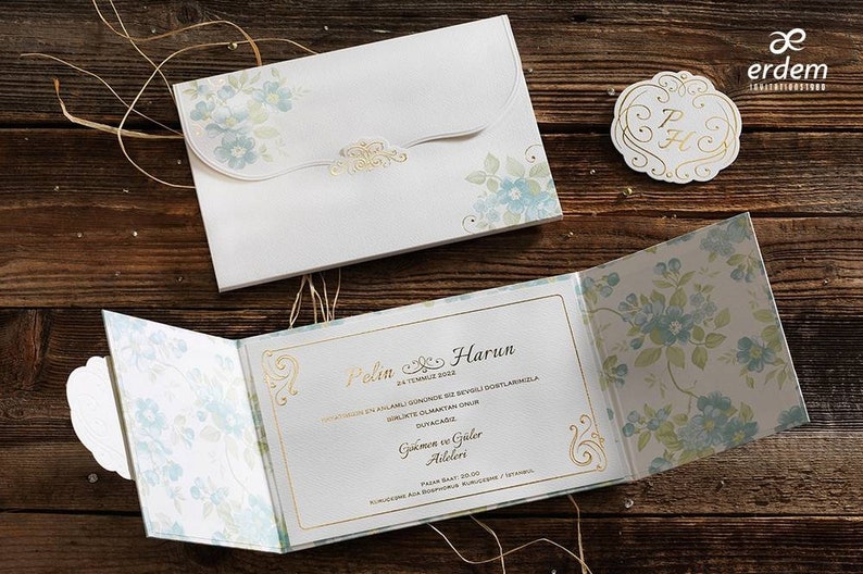 Floral Wedding Invitation Card Design Lux Thick Folded Cover - Etsy