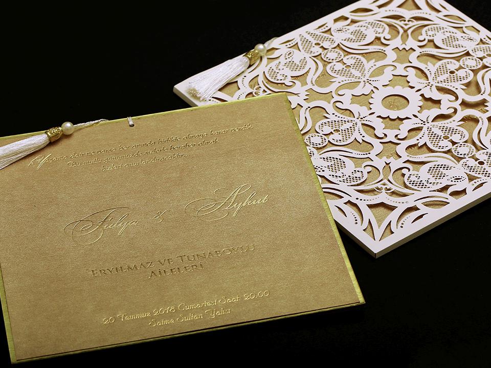 Laser Cut Luxury Wedding Invitation, Thick, High Quality, Gold Foil ...
